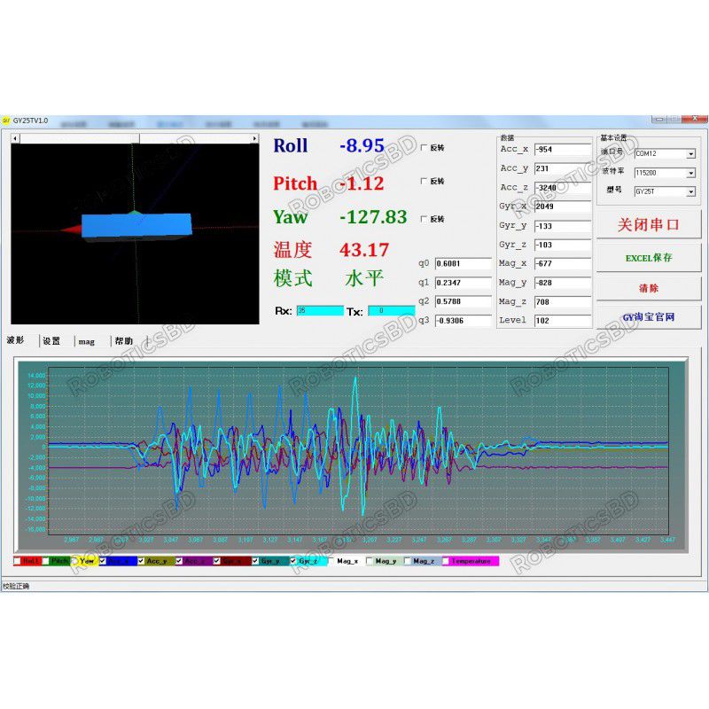 GY-95T 9-Axis Sensor Module Accelerometer, Gyroscope, Magnetometer with ...