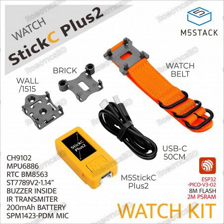 M5Stack Official M5StickC PLUS2 ESP32 IoT Development Kit with Watch ...