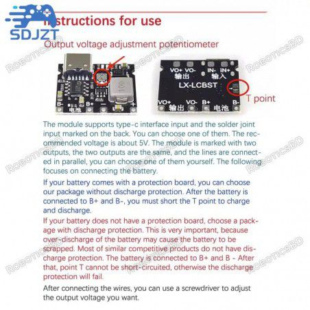 Type-C 2A Lithium Battery Fast Charge Module Robotics Bangladesh